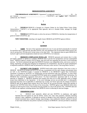 Fillable Online Broker Shipper Agreement - Short Form01252017 Fax Email Print - pdfFiller