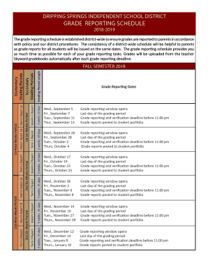 Fillable Online GRADE REPORTING SCHEDULE Fax Email Print - pdfFiller
