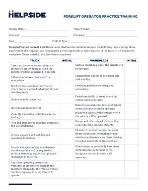 Fillable Online FORKLIFT OPERATOR PRACTICE TRAINING Fax Email Print - pdfFiller