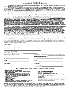 Fillable Online letter of assent - IBEW Fax Email Print - pdfFiller