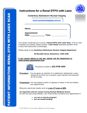 Fillable Online PATIENT INFORMATION: RENAL DTPA WITH SCAN Fax Email ...