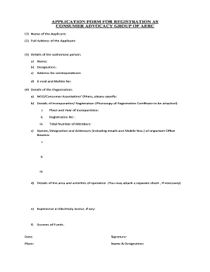 Fillable Online aerc nic application form for registration as consumer ...