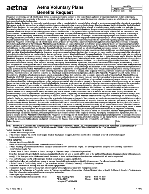 Fillable Online Aetna Voluntary Plans Benefits Request. Accessible PDF ...