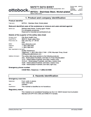 Fillable Online Safety Data Sheet 007G/U (en-US) - Ottobock Fax Email Print - pdfFiller