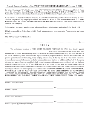 Fillable Online Swift Proxy form.indd - Swift Museum Foundation Fax Email Print - pdfFiller