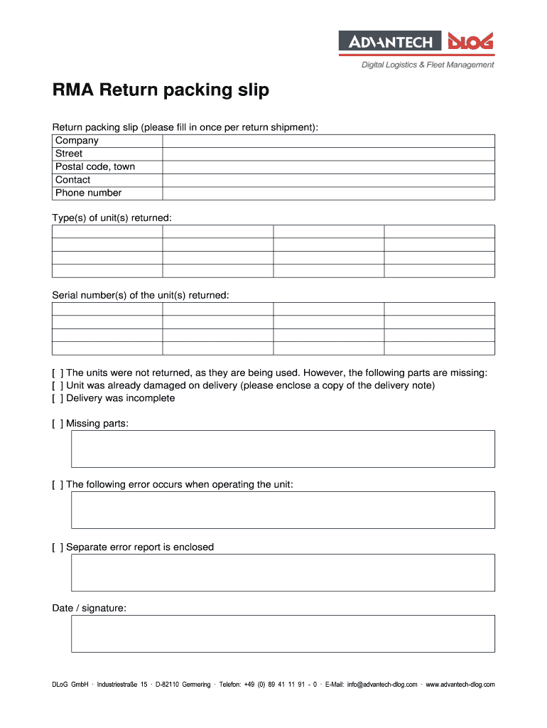 Rma Packing Slip - Fill Online, Printable, Fillable, Blank | pdfFiller