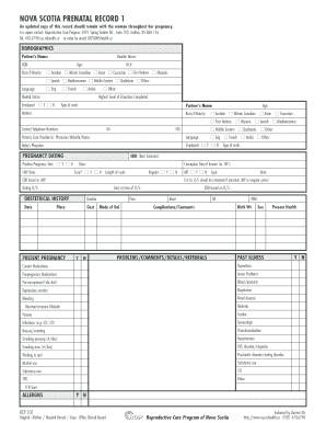 Nova Scotia Prenatal Record - Fill Online, Printable, Fillable, Blank ...