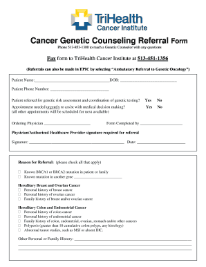 Fillable Online Cancer Genetic Counseling Referral Form Fax Email Print ...
