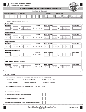 Fillable Online Paediatric patient counselling form. ARV Rollout ...