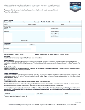 Fillable Online nhs patient registration & consent form - confidential ...
