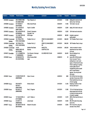 Fillable Online Monthly Building Permit Details Fax Email Print - pdfFiller