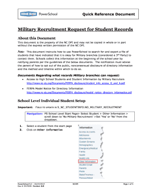 Fillable Online Military Recruitment Request for Student Records Fax ...