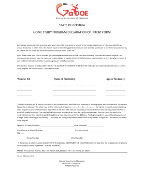 Fillable Online Home School Declaration of Intent Fax Email Print ...