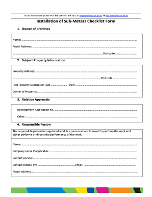 Fillable Online 03-Draft - Sub water meter Inspection checklist form ...