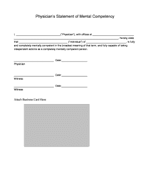 Fillable Online Physician's Statement of Mental Competency - True Trust ...