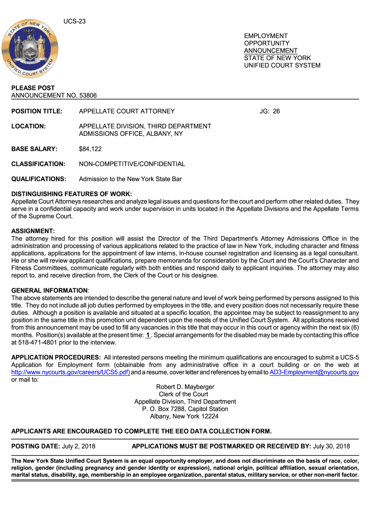 Fillable Online ucs- 23 employment opportunity announcement state of ...