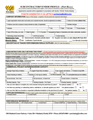 Fillable Online SUBCONTRACTOR/VENDOR PROFILE - (Part B) Fax Email Print ...