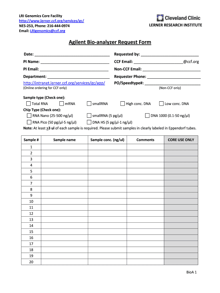 Fillable Online MiSeq Library Prep and Sequencing Request Form - Lerner ...