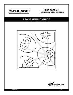 Fillable Online Schlage King Cobra-2 12-Button with Beeper Programming ...