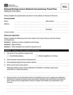 Fillable Online Refused Driving Licence National Concessionary Travel ... - Contentful Fax Email ...