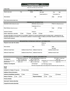Fillable Online Molecular Genetics Laboratory Requisition Form - Women & Infants ... Fax Email ...