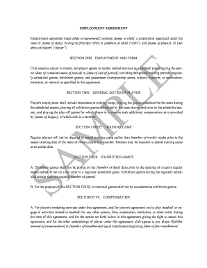 Fillable Online ipmall law unh 1-Employment contract Baseball player ...