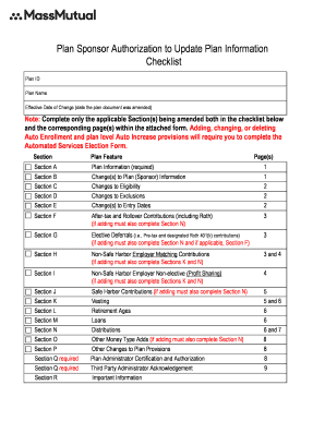Fillable Online Plan Sponsor Authorization to Update Plan Information Checklist Fax Email Print ...