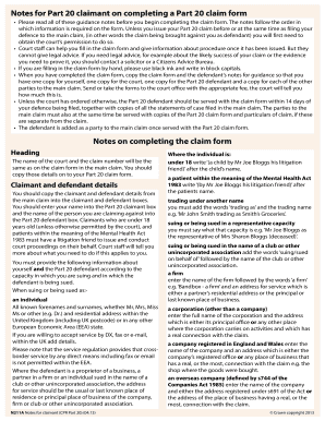 Fillable Online Notes for Part 20 claimant on completing a Part 20 ...