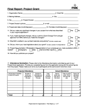 Fillable Online Final Report: Project Grant Fax Email Print - pdfFiller