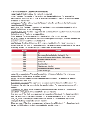 Fillable Online NFIRS Cincinnati Fire Department Incident Data ...