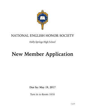 Fillable Online NEHS New Member Application Fax Email Print - pdfFiller