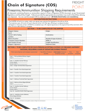 Fillable Online Chain of Signature (COS) - Day & Ross Fax Email Print ...
