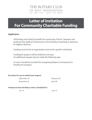 Fillable Online Letter of Invitation For Community Charitable Funding ...