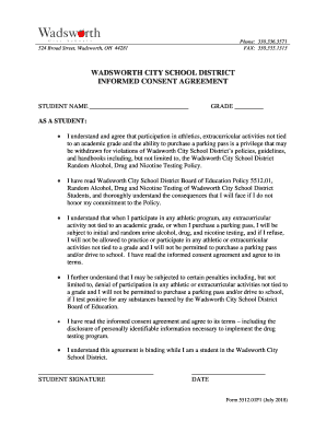 Fillable Online Informed Consent Agreement Form 5512.01F1 Fax Email ...