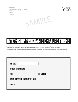 Fillable Online INTERNSHIP PROGRAM SIGNATURE FORMS Fax Email Print ...