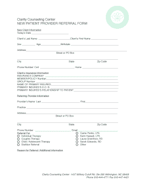 Fillable Online Clarity Provider Referral Form - Squarespace Fax Email ...
