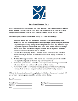 Fillable Online Root Canal Consent Form - adomiandds.com Fax Email ...