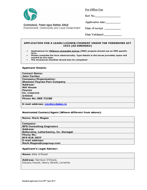 Fillable Online Barrigone Limerick Spartina Foreshore Application Form Fax Email Print - pdfFiller