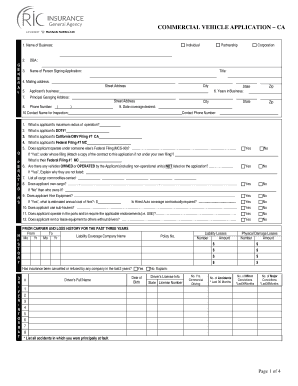 Fillable Online RIC Commercial Vehicle Application Fax Email Print - pdfFiller