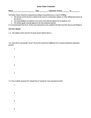 Fillable Online Senior Pastor Evaluation Name Fax Email Print - pdfFiller