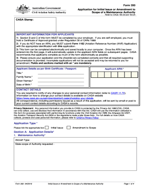 Fillable Online Form 350 - Application for Initial Issue or Amendment ...