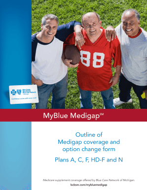Fillable Online MyBlue Medigap Outline of Coverage and Plan Option ...