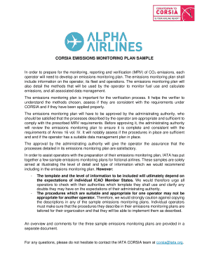 Fillable Online corsia emissions monitoring plan sample - IATA Fax ...