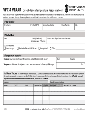 Fillable Online VFC & VFAAR Out-of-Range Temperature Response Form Fax ...