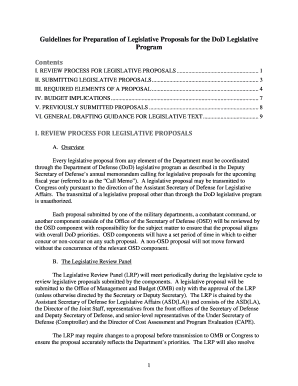 Fillable Online Guidelines for Preparation of Legislative Proposals for ...