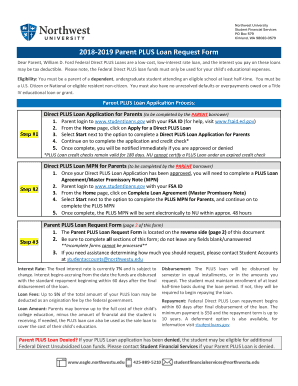 Fillable Online eagle northwestu 2018-2019 Parent PLUS Loan Request Form Fax Email Print - pdfFiller