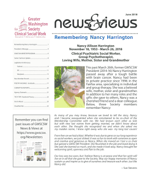 Fillable Online Remembering Nancy Harrington - Greater Washington ...