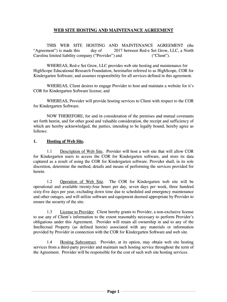 Website Maintenance Agreement Template - Fill Online, Printable ...