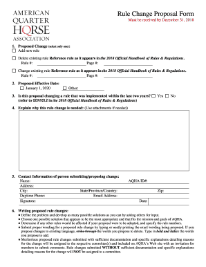 Fillable Online Rule Change Proposal Form - AQHA Fax Email Print ...