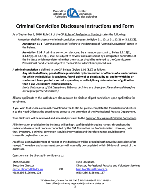 Fillable Online Criminal Conviction Disclosure Instructions and Form Fax Email Print - pdfFiller